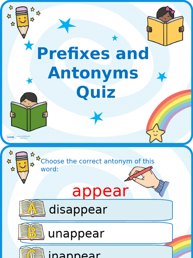T2 E 244 Prefixes and Antonyms Multiple Choice Quiz Game Powerpoint | PDF