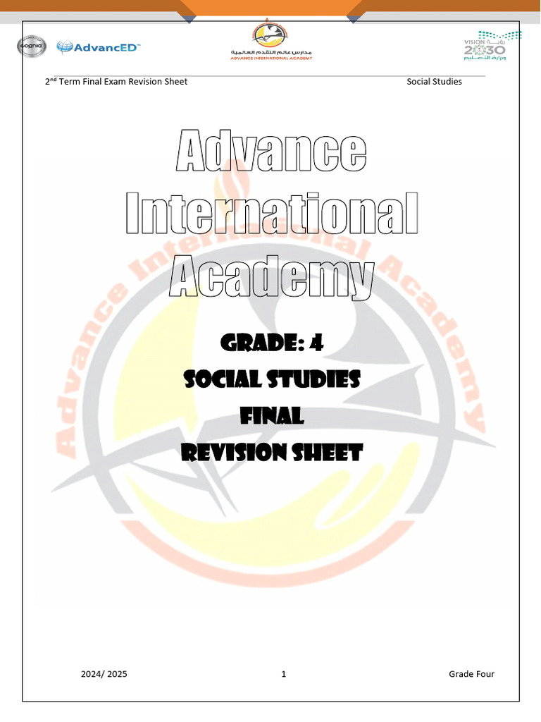 Grade 4 Final Revision 2nd Term Social Studies | PDF