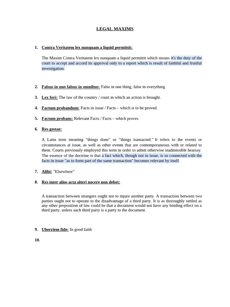 Key Legal Maxims Explained | PDF