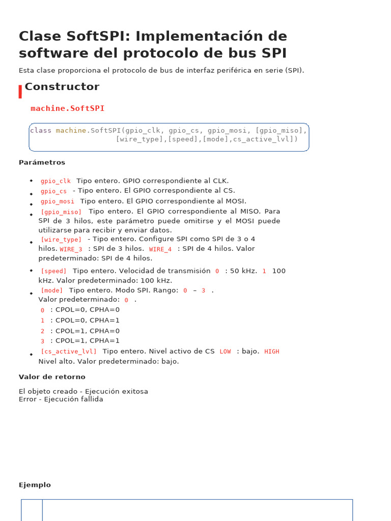 Clase SoftSPI - Implementación de Software Del Protocolo de Bus SPI - QuecPython | PDF ...