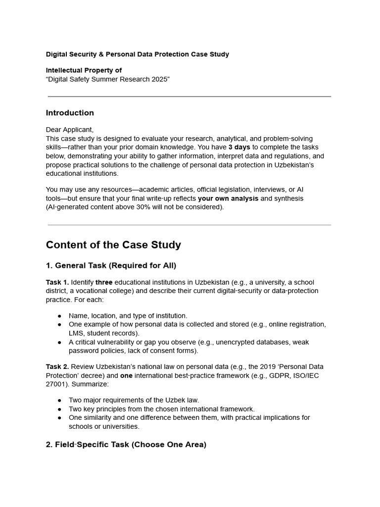 Digital Security & Personal Data Protection Case Study (2) | PDF | Data
