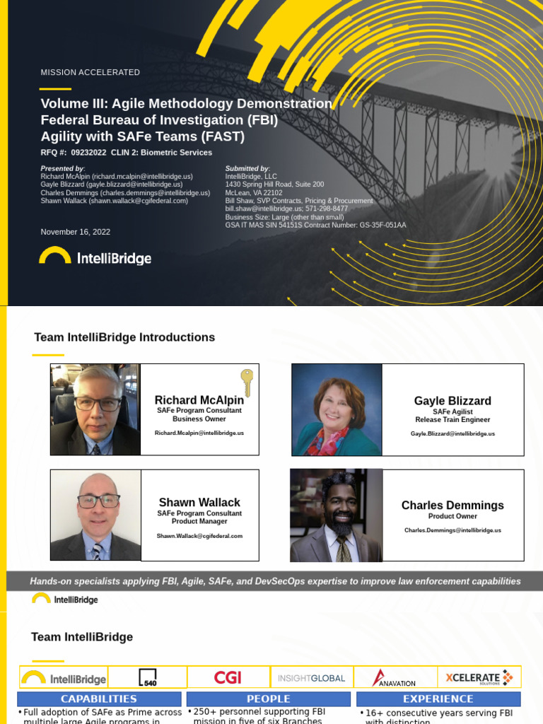 FBI FAST CLIN 2 IntelliBridge Volume III Agile Methodology | PDF ...