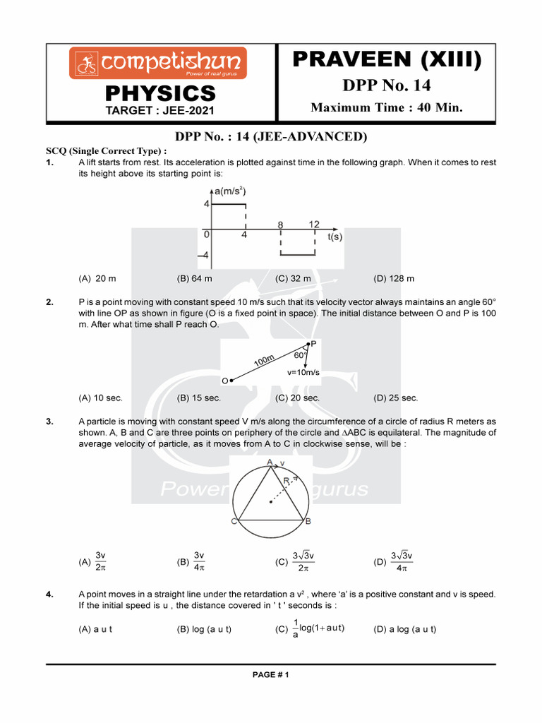 DPP 14 Physics | PDF