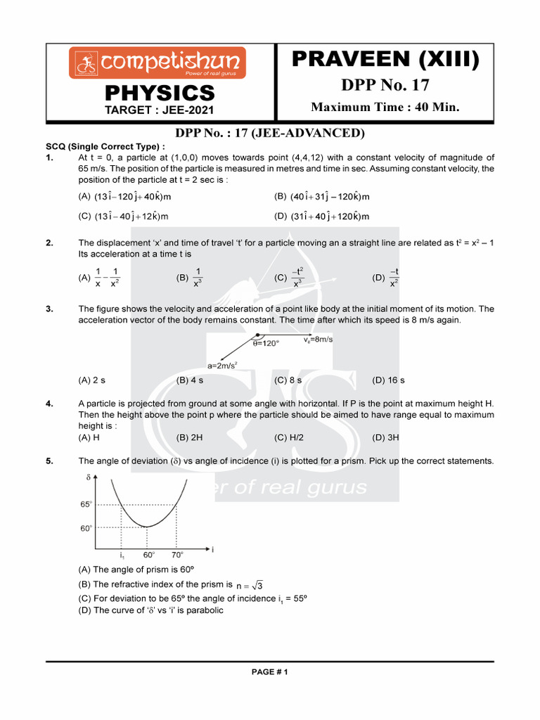 DPP 17 Physics | PDF