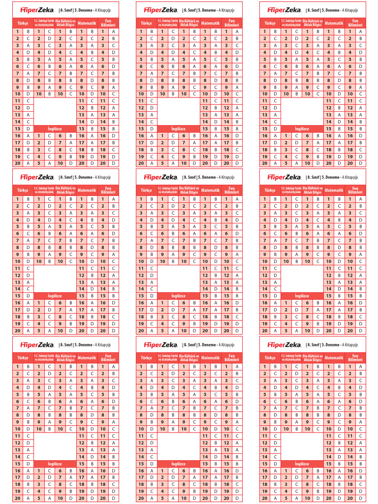 2025 - TG05 - 8-Cevap Anahtarı | PDF