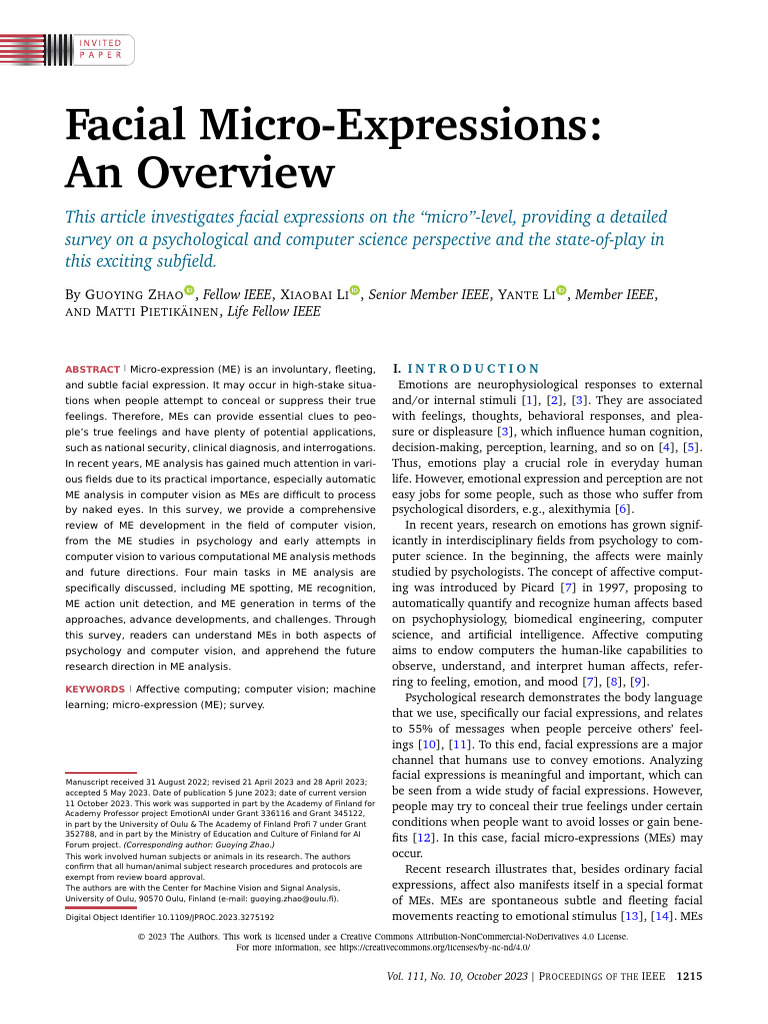 Facial Micro-Expressions An Overview | PDF | Emotions | Affect (Psychology)