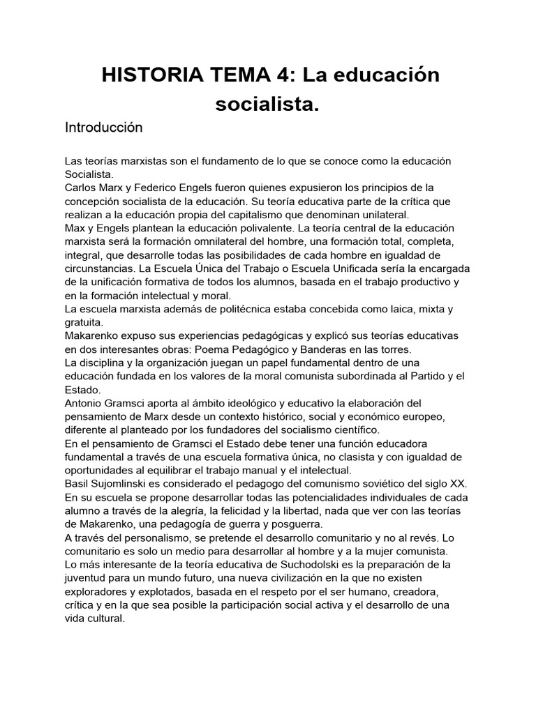 HISTORIA TEMA 4 | PDF | marxismo | Friedrich Engels