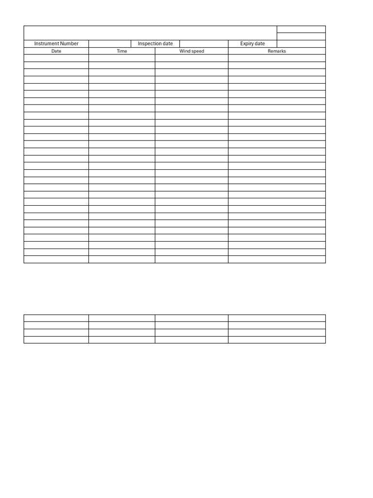 Wind Speed Monitoring Log Sheet | PDF