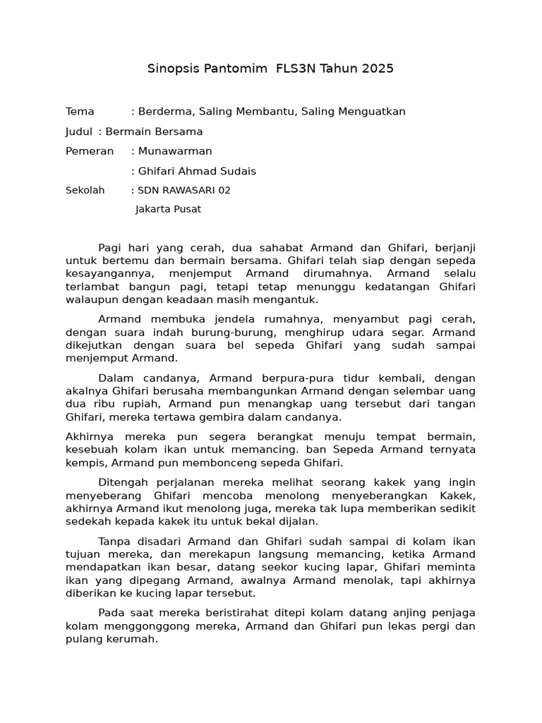 Sinopsis Pantomim FLS3N Tahun 2025 | PDF