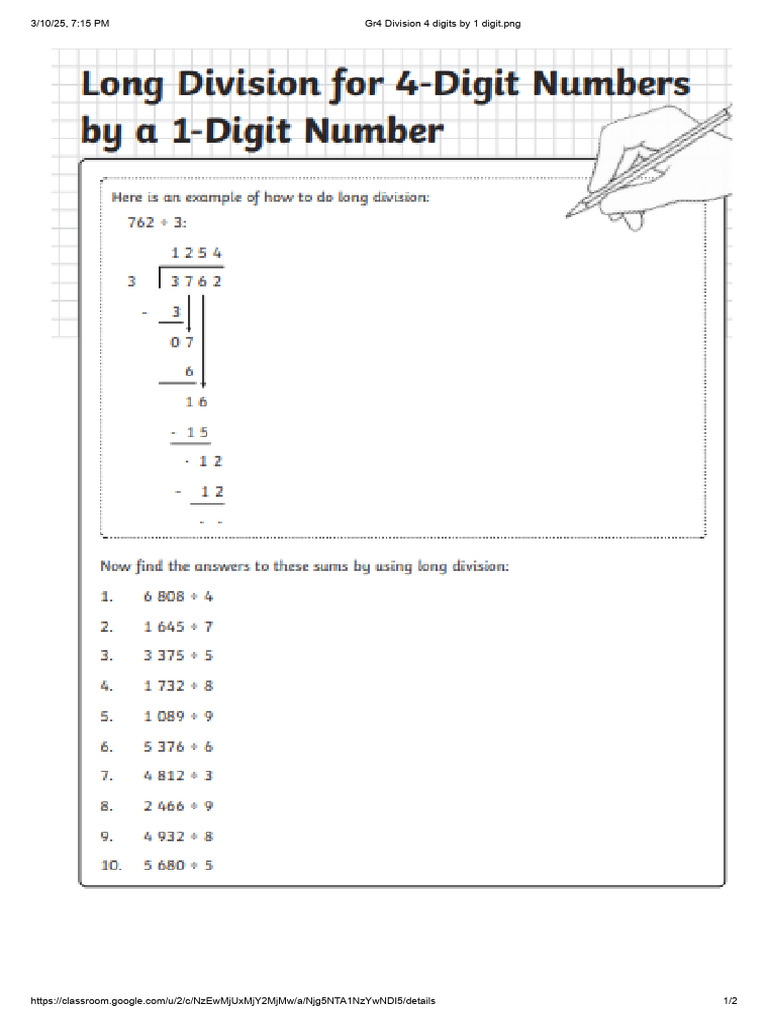 Gr4 Division 4 Digits by 1 Digit - PNG | PDF