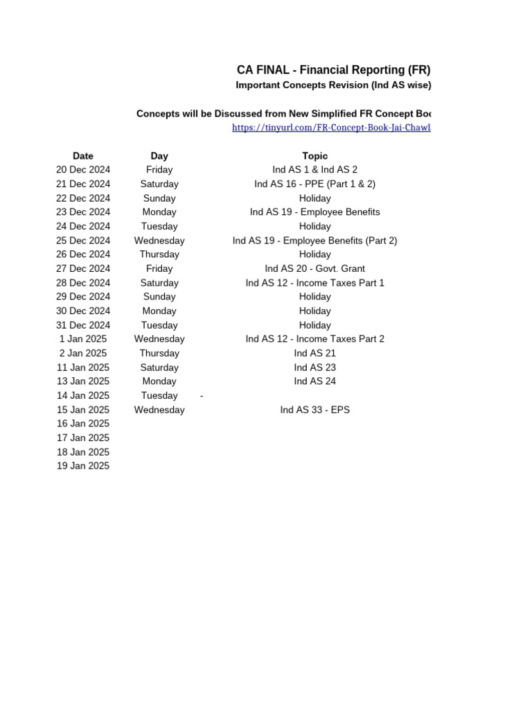Ind AS Concepts Revision Schedule | PDF