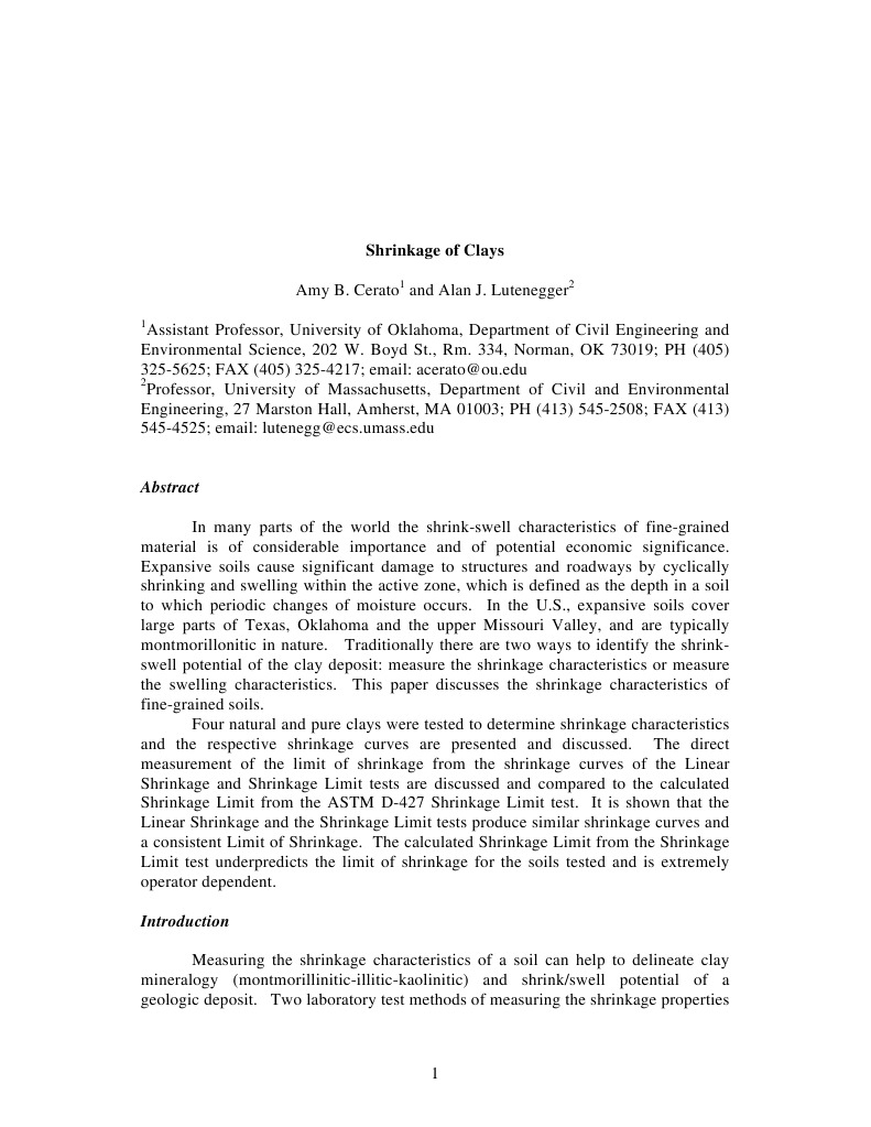 Shrinkage of Clays Unsat 06 | PDF | Casting (Metalworking) | Soil