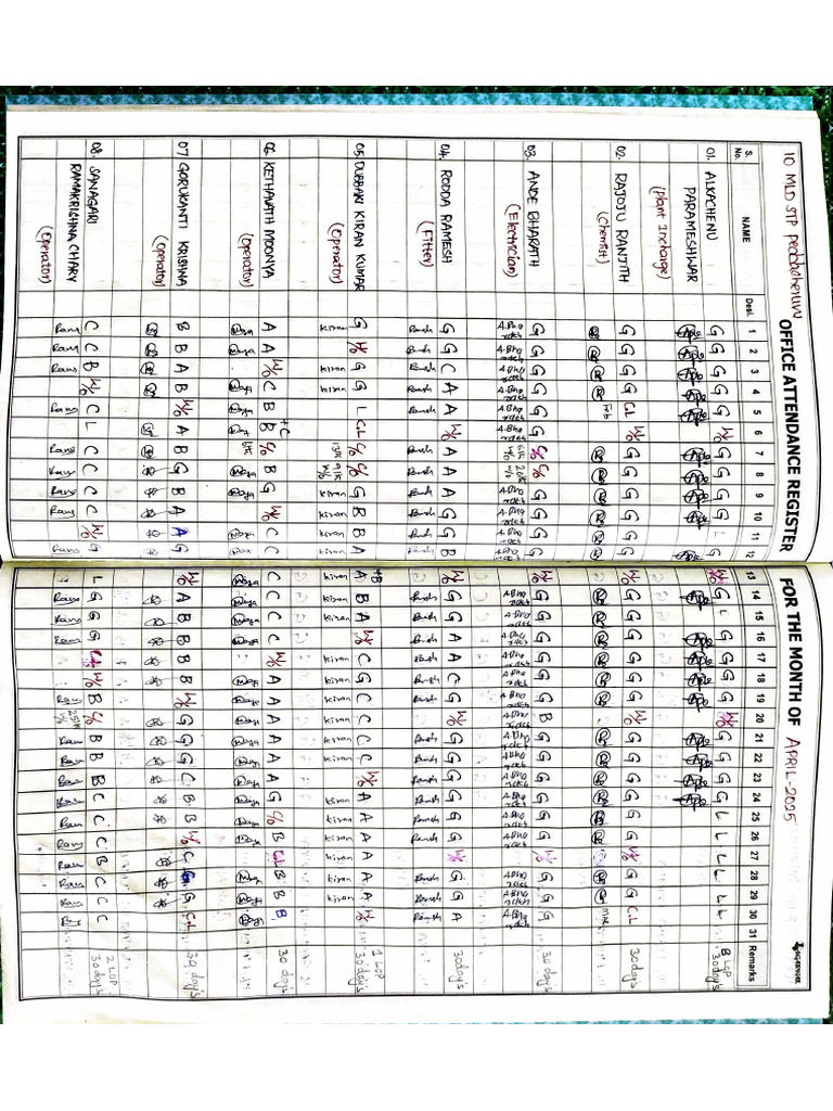 Peddacheruvu Plant Attendance April -2025-1 | PDF