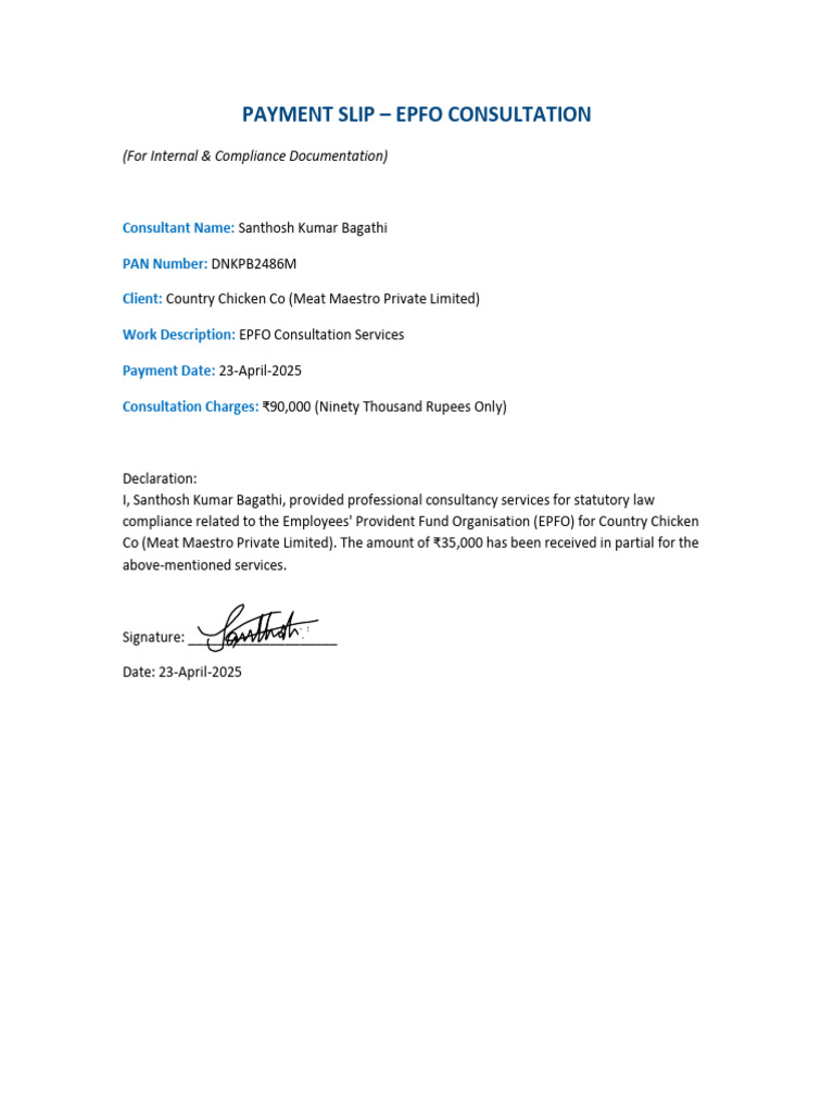 Epfo Consulation Slip | PDF