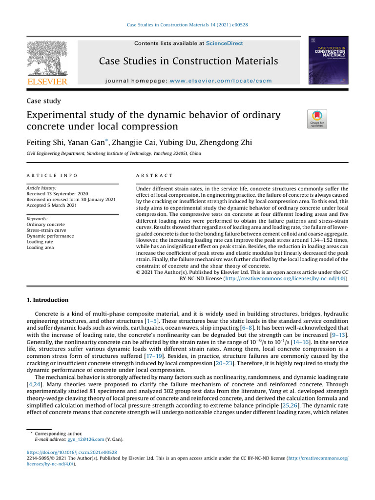Dynamic Behavior of Concrete Under Compression | PDF | Deformation ...