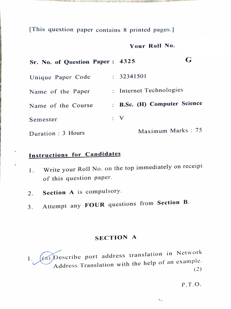 Internet Technologies 2024 QPAPER DU CBCS | PDF