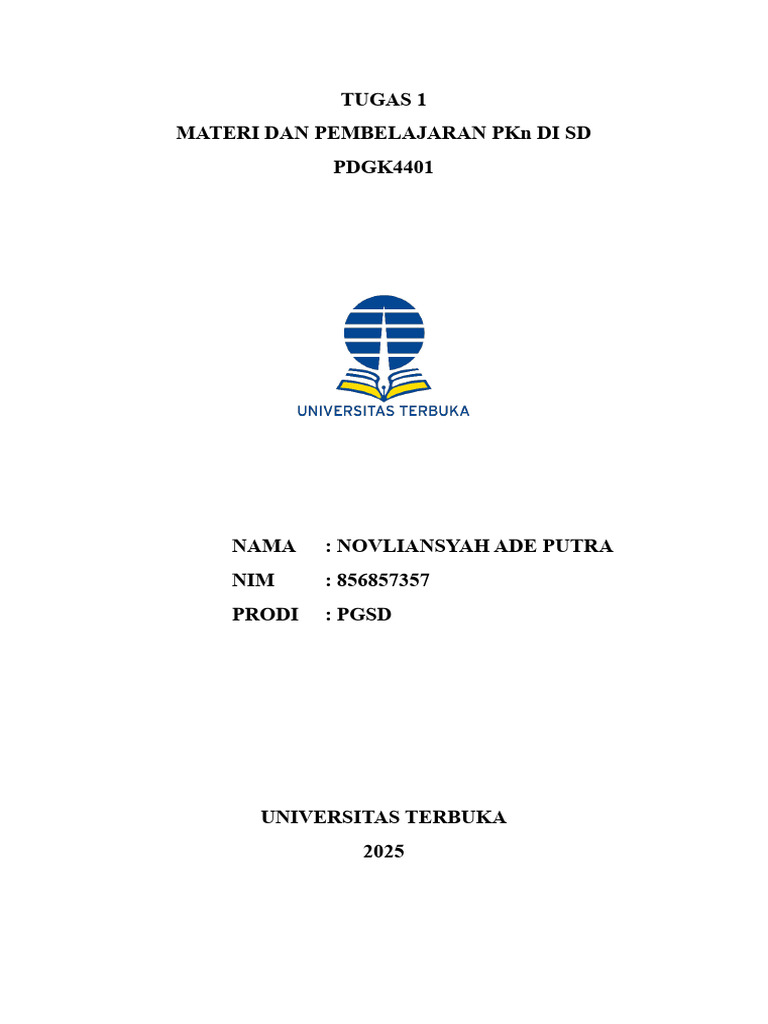 TUGAS 1 MATERI DAN PEMBELAJARAN PKN DI SD | PDF