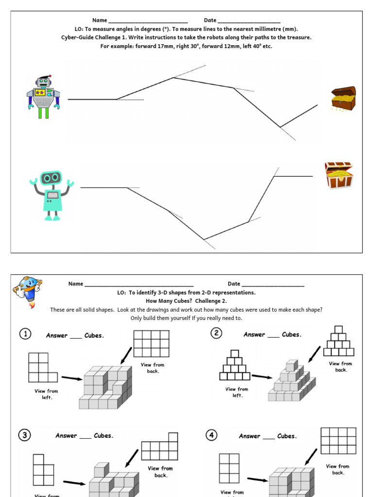 Measuring Angles and 3D Shapes Worksheet | PDF | Convex Geometry ...