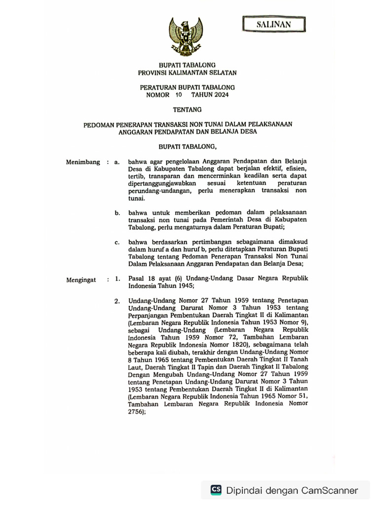 Perbup No 10 Tahun 2024 | PDF