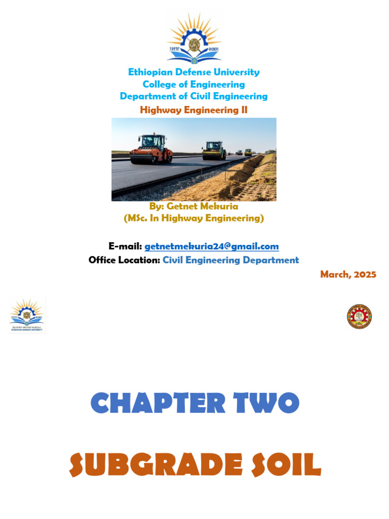 Highway Engineering II - Chapter 2 - Subgrade Soil | PDF | Road | Soil