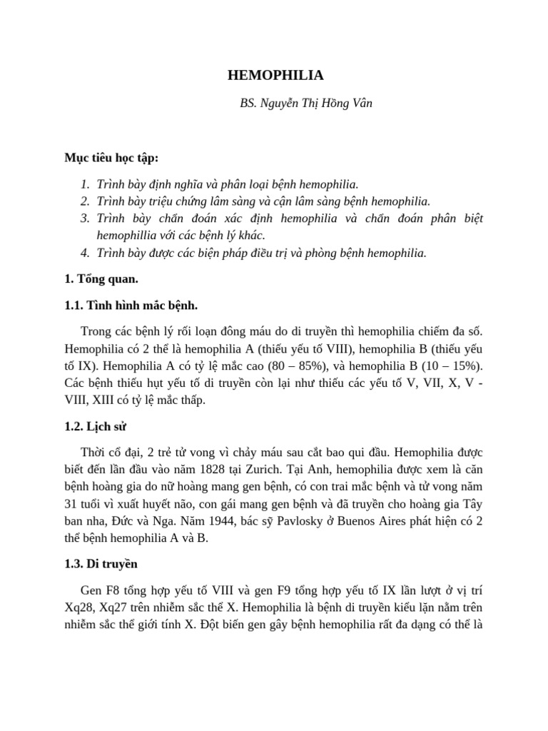 3.BỆNH HEMOPHILIA | PDF