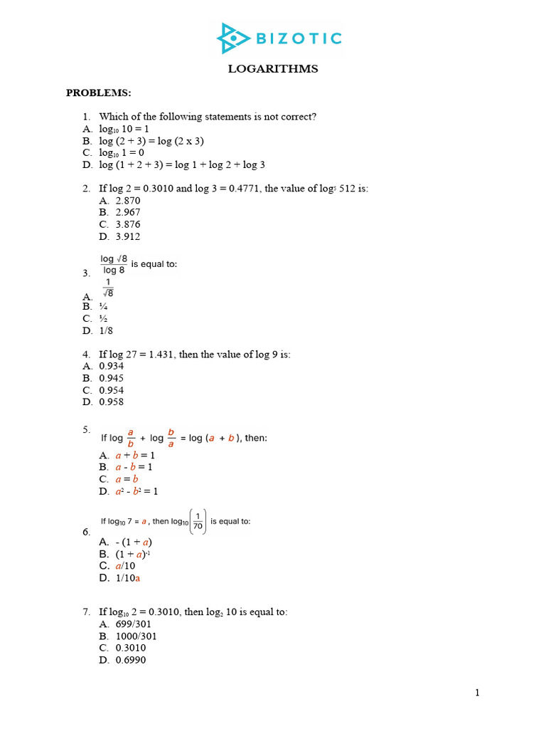 Logarithms_Student Handout | PDF