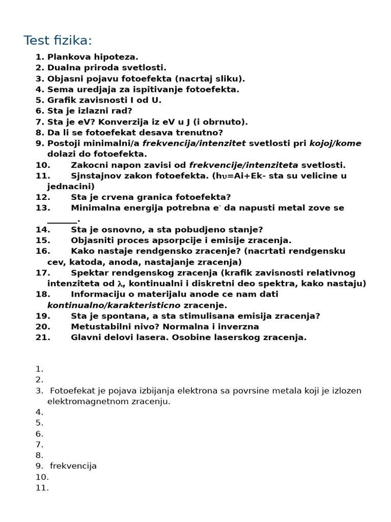 Test Fizika | PDF