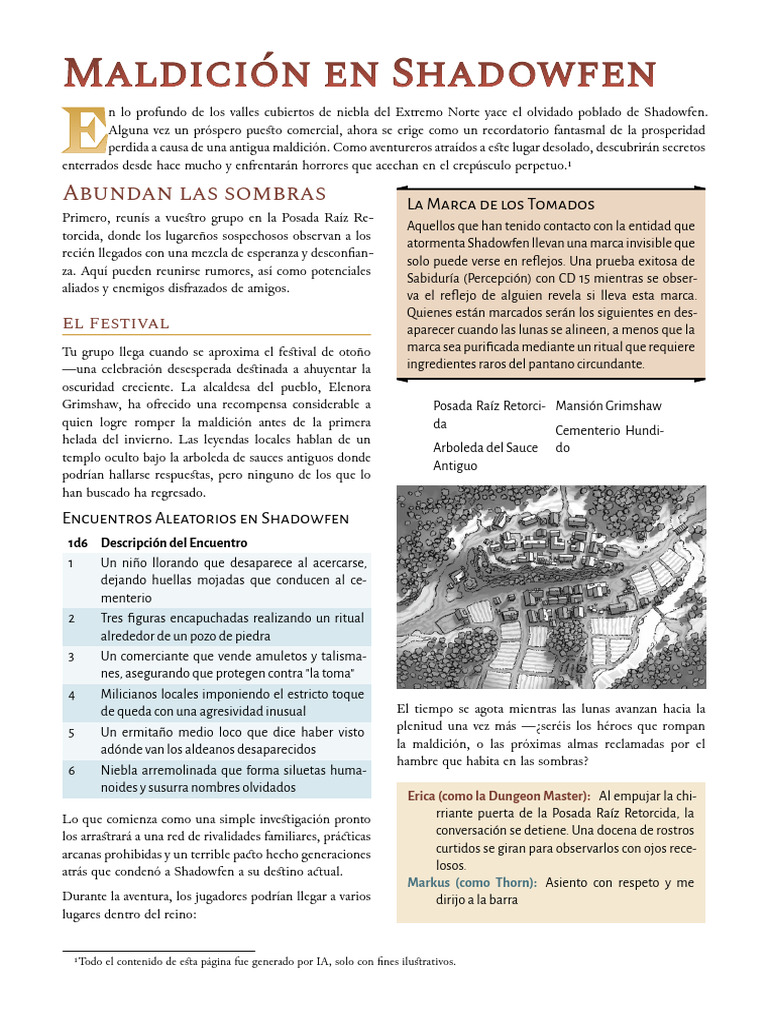 Maleficio en Shadowfen: Aventura RPG | PDF