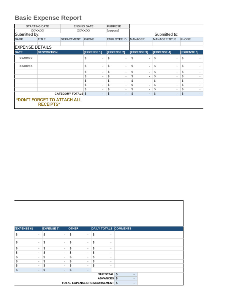 Basic Expense Report Template | PDF