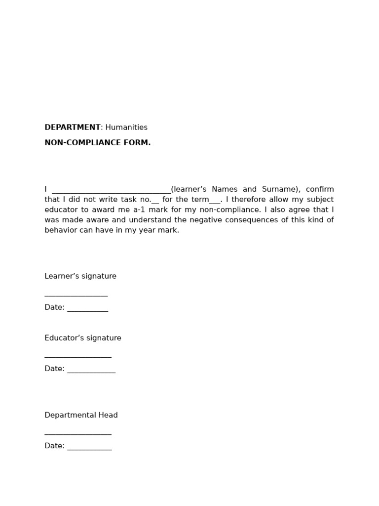 Non Compliance Form Edited | PDF