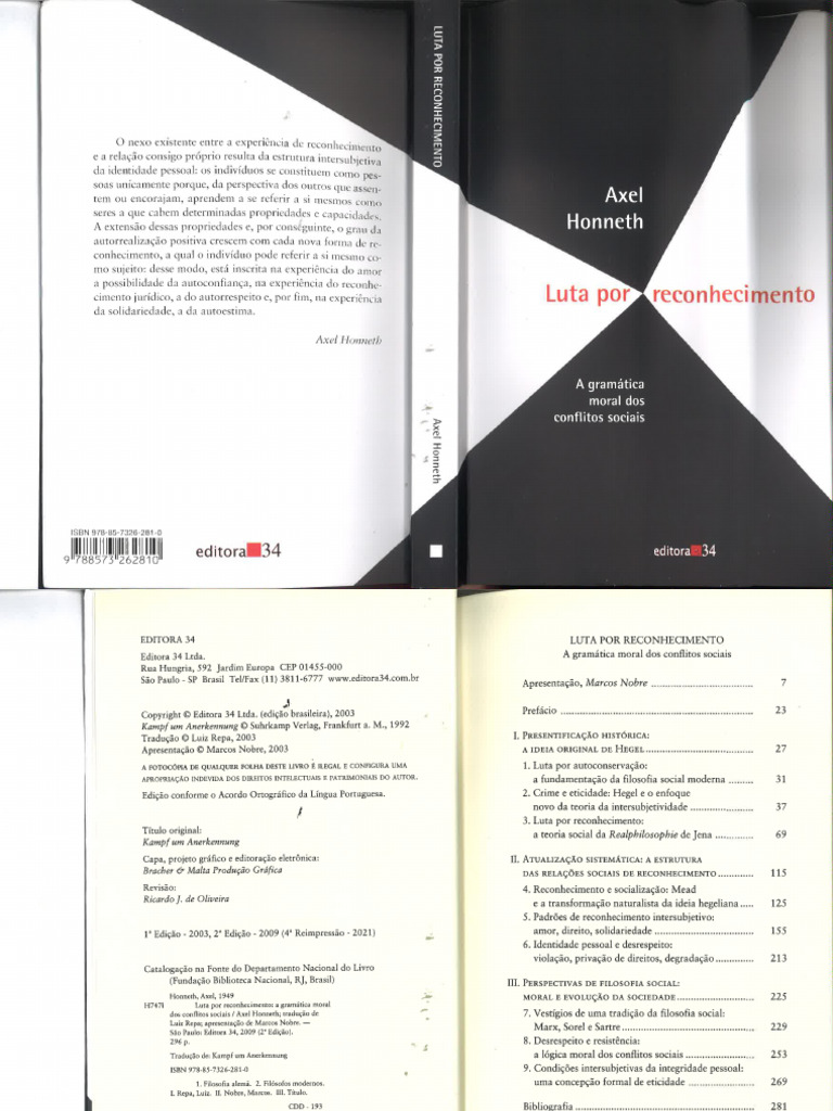 HONETH, Axel. Luta por reconhecimento | PDF