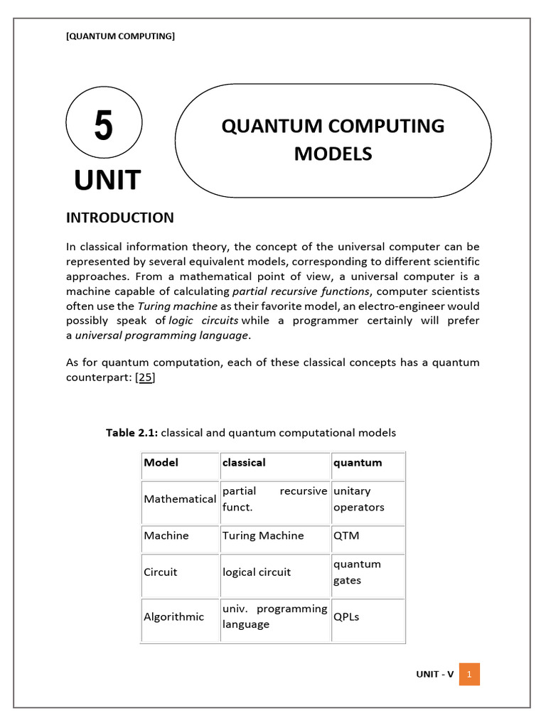 UNIT - 5 ( QC ) | PDF | Nonlinear Optics | Quantum Computing