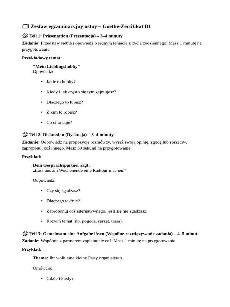 Przydatne Zwroty Do Pisania Goethe Zertifikat B1 | PDF