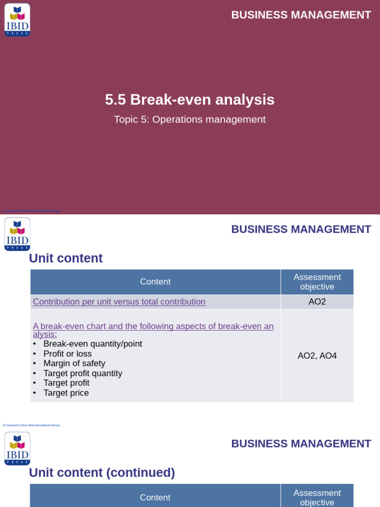 5.5 Break-Even Analysis | PDF | Business Economics | Economics