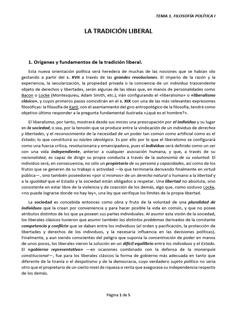 Orígenes y evolución del liberalismo | PDF | Liberalismo | Estado ...