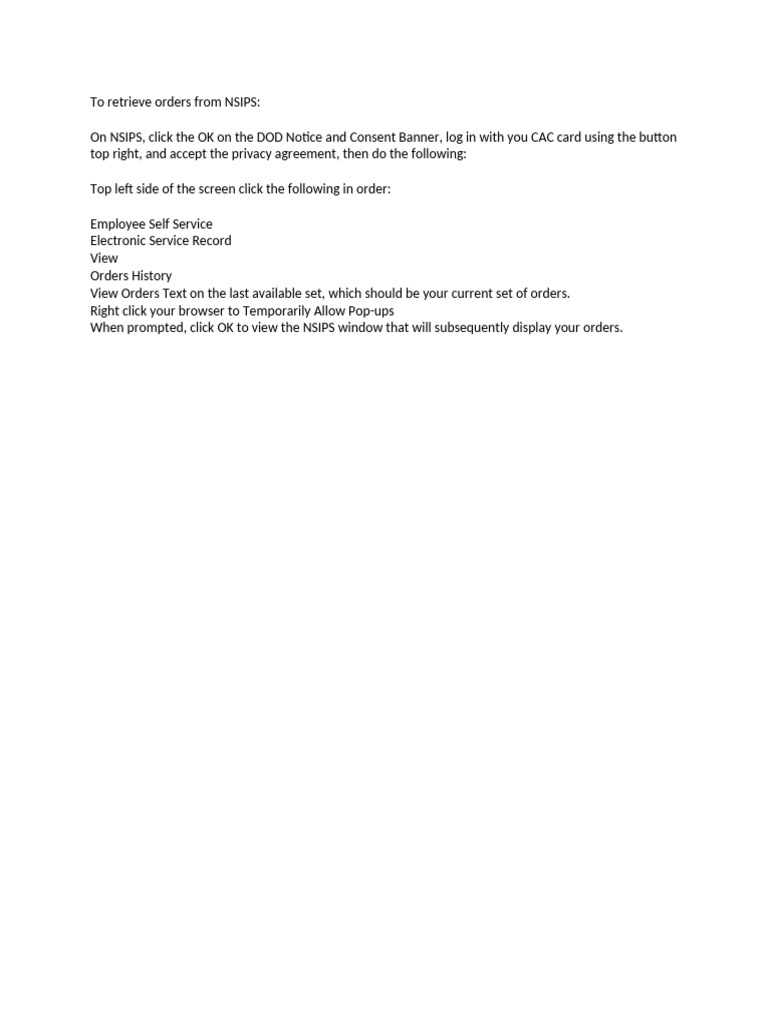 How to Retrieve Orders from NSIPS | PDF