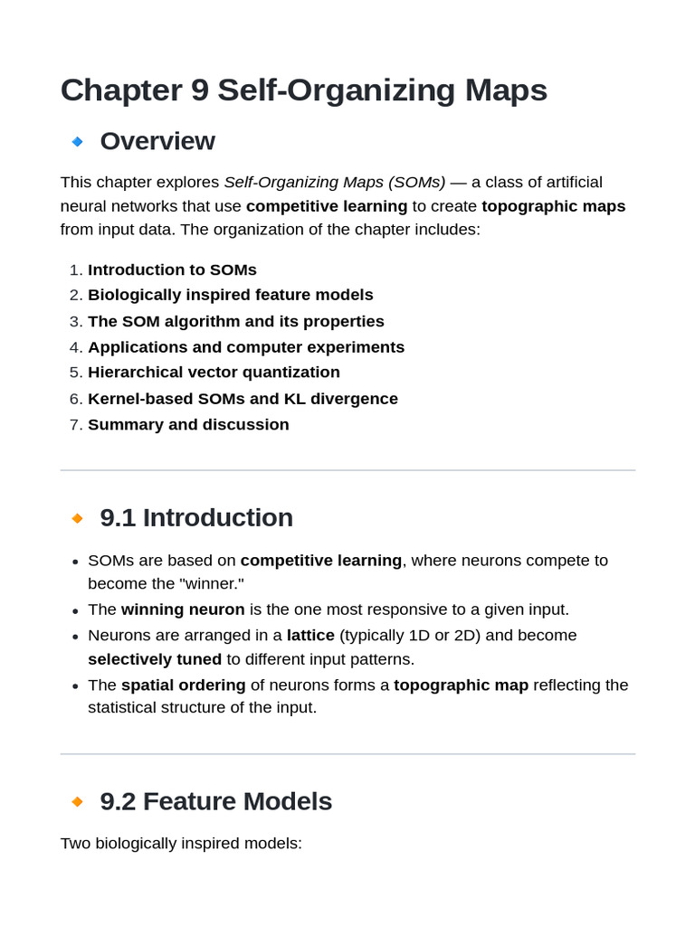 Chapter 9 Self-Organizing Maps | PDF | Applied Mathematics | Algorithms
