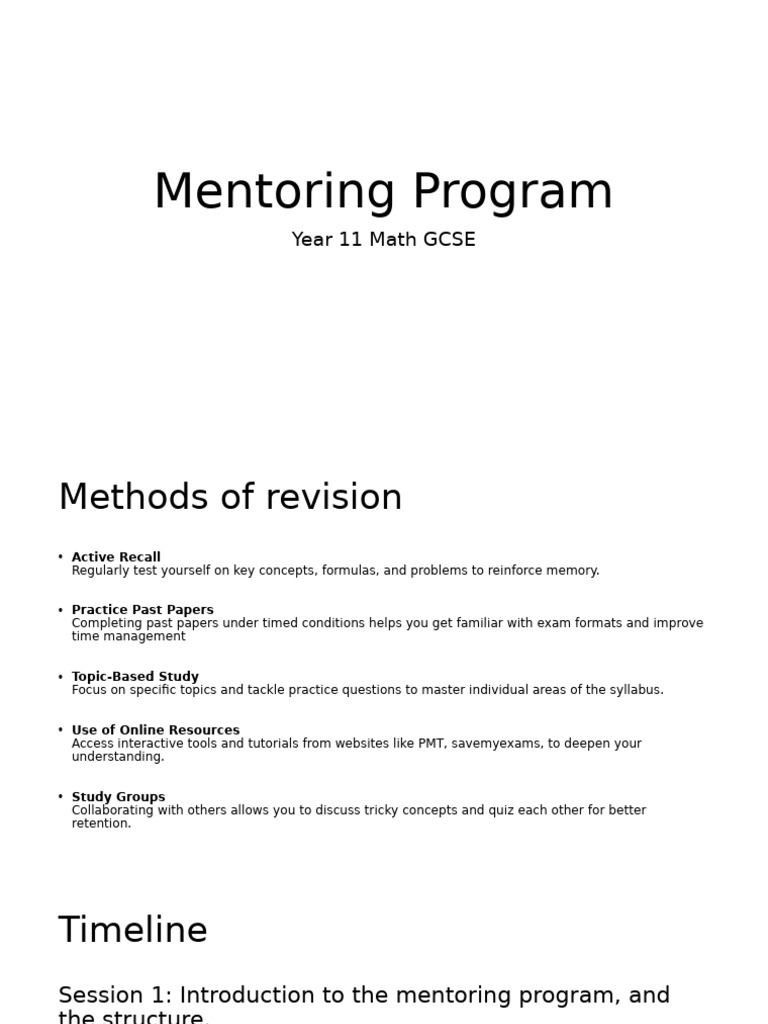 Year 11 Mentoring | PDF