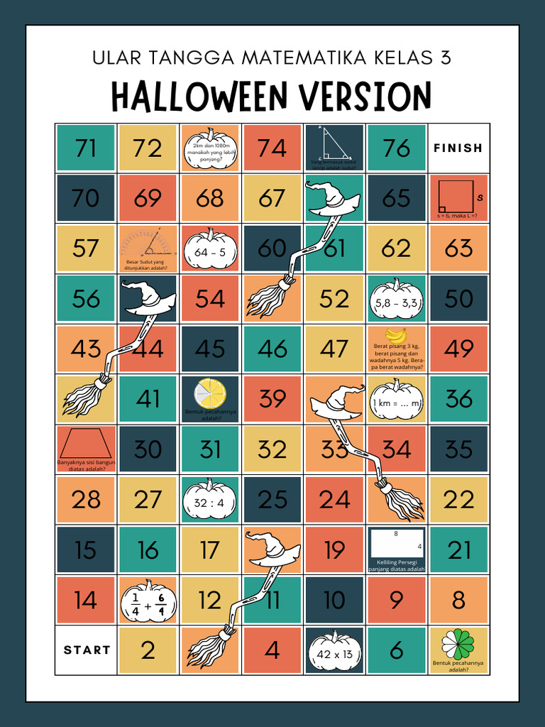 Halloween Maths Game Worksheet in Navy Fun Style | PDF