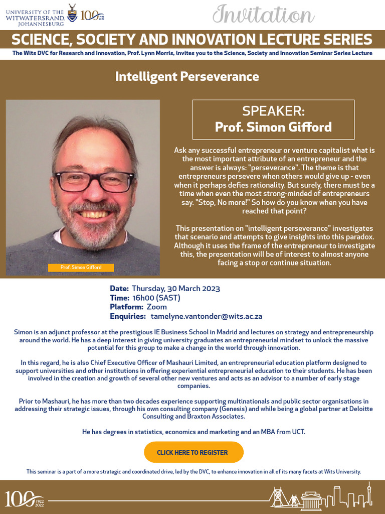 Science, Society and Innovation Seminar Series | PDF | Entrepreneurship ...