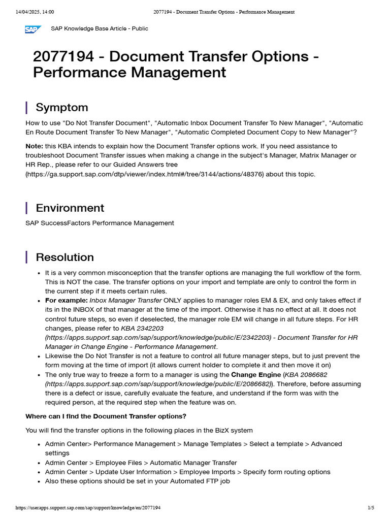 Document Transfer Options - Performance Management | PDF | File Transfer Protocol | Computing