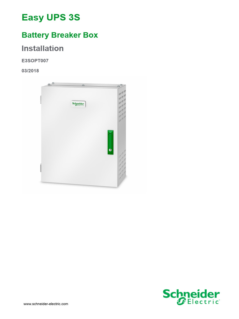 Easy UPS 3S Battery Breaker Installation | PDF | Electric Arc | Safety