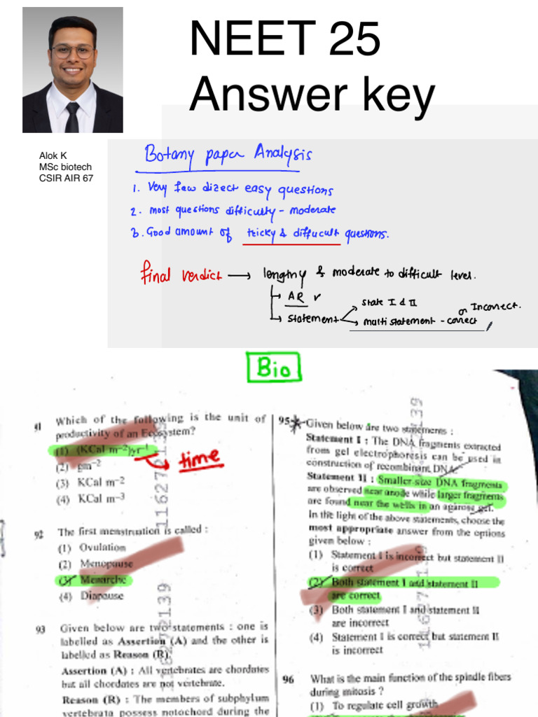Neet 2025 Qp Answer Key | PDF