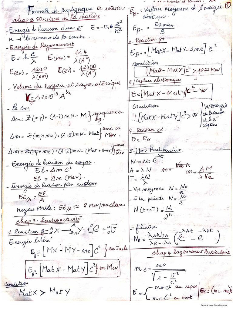 Kevin Mon Résumé Des Formules de Biophysique | PDF