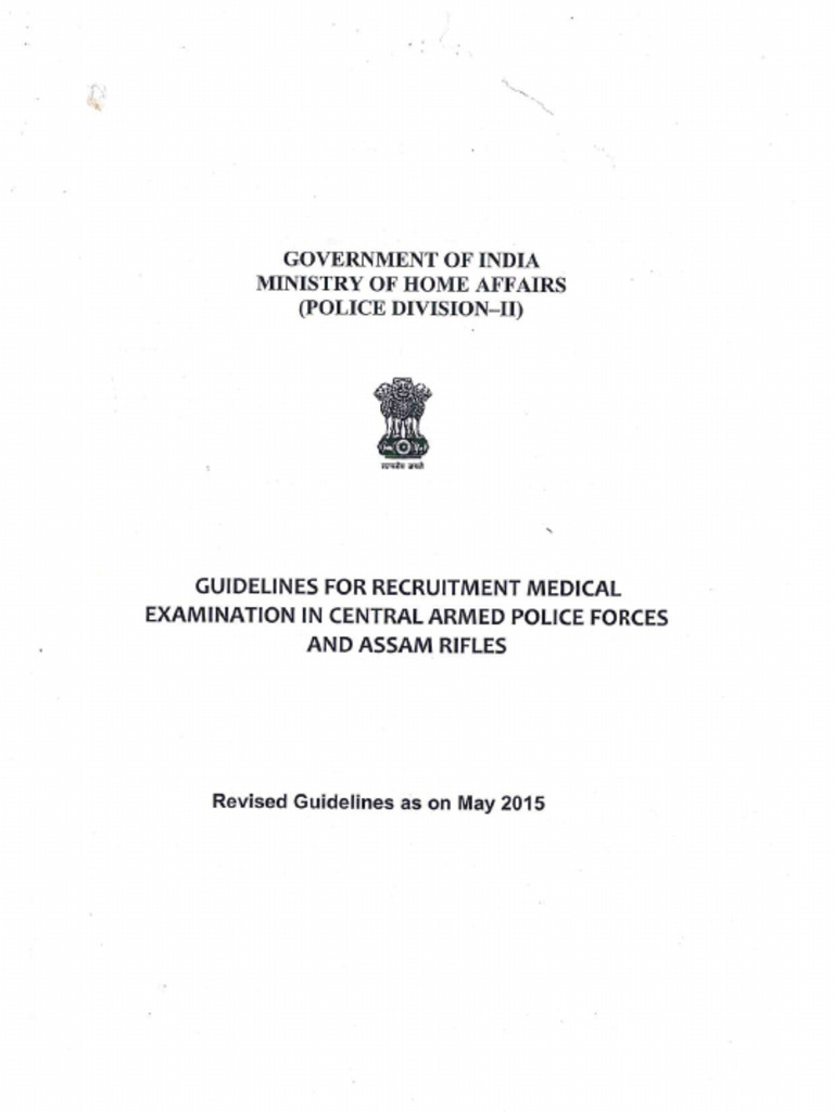 CAPF Medical Guidelines | PDF