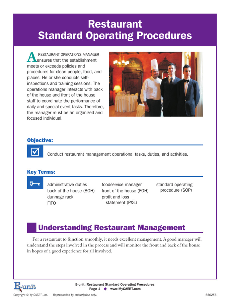Restaurant Sops | PDF | Inventory | Income Statement