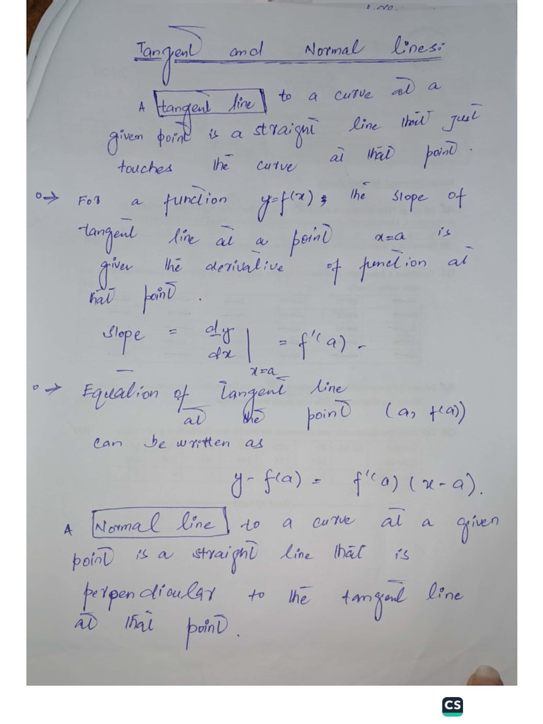Tangent and Normal Lines | PDF