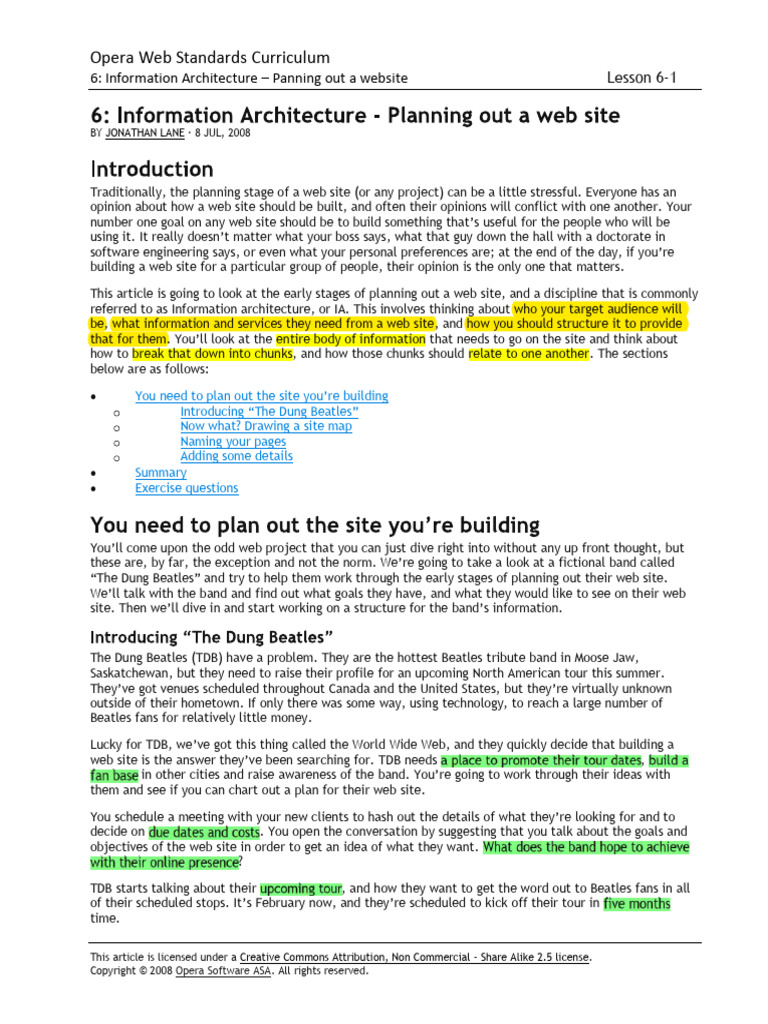 IA-Planning Out The Web-Opera Web Standards Curriculum | PDF | Creative ...