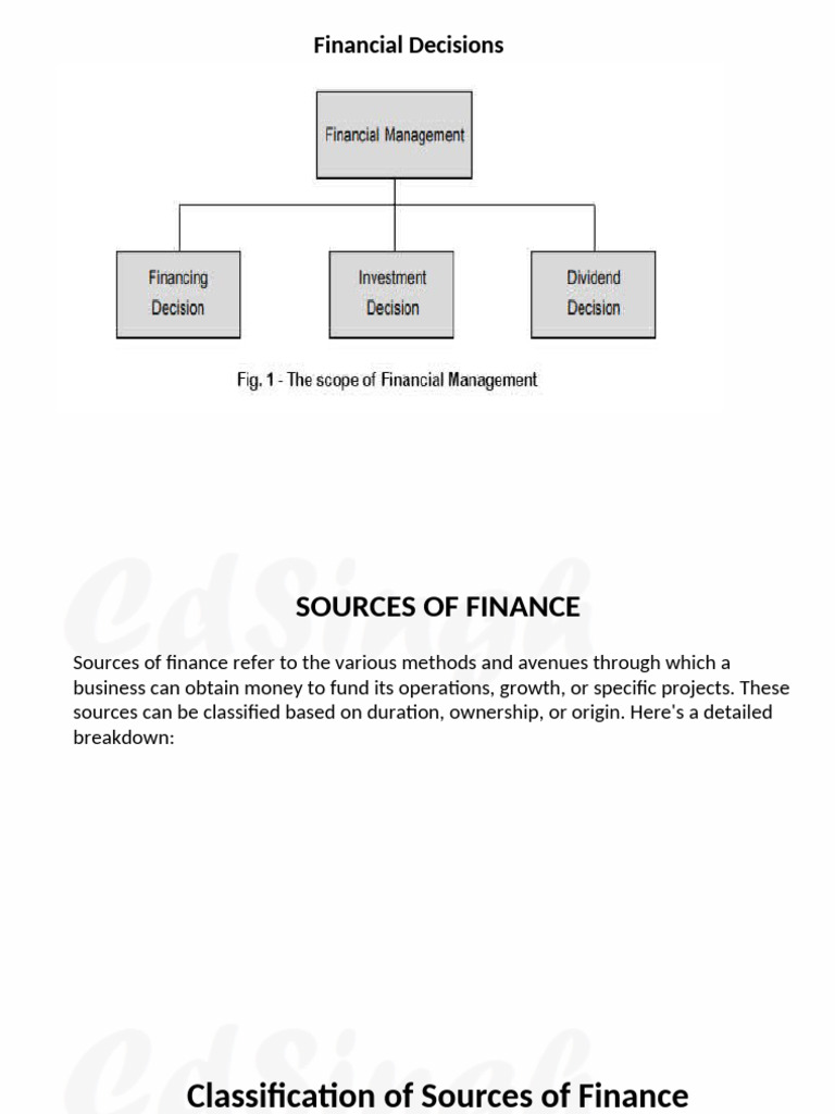 Sources of Finance Explained | PDF