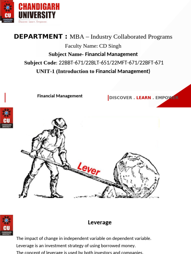 Understanding Leverage in Financial Management | PDF | Leverage ...
